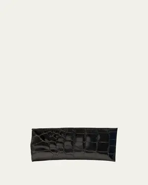 ABAS Men's Glazed Alligator Leather Eyewear Case Black