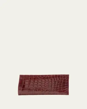 ABAS Men's Glazed Alligator Leather Eyewear Case Bordeaux
