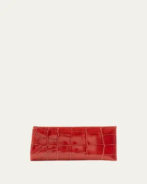 ABAS Men's Glazed Alligator Leather Eyewear Case Brilliant Red
