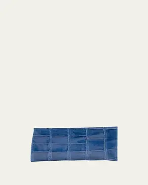 ABAS Men's Glazed Alligator Leather Eyewear Case Electric Blue