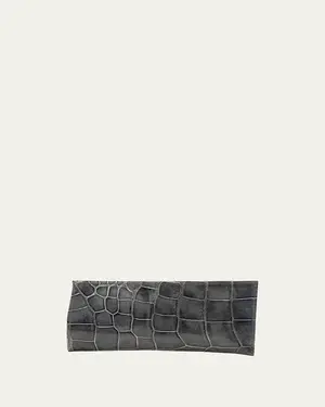 ABAS Men's Glazed Alligator Leather Eyewear Case Misty Grey