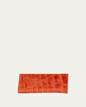 ABAS Men's Glazed Alligator Leather Eyewear Case Orange