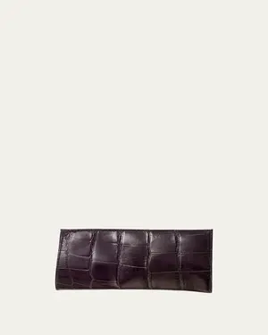 ABAS Men's Glazed Alligator Leather Eyewear Case Plum