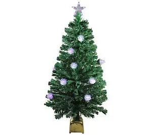 NORTHLIGHT 4' Pre-lit Fiber Optic Pine Cone Chr Stmas Tree - One-color