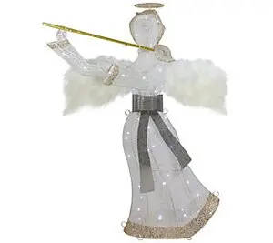 NORTHLIGHT 36' Led Lighted Lace Angel W/ Flute Door - One-color