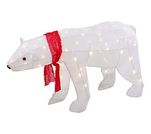 NORTHLIGHT 32' Led Lit Tinsel Polar Bear Outdoo Christmas - One-color