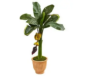 NEARLY NATURAL 3' Banana Artificial Tree In Ter Racotta Planter - One-color