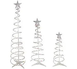 NORTHLIGHT Norhtlight S/3 Lighted Multi-color Spiral Christmas Trees - One-color