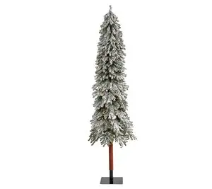NEARLY NATURAL 8' Flocked Grand Alpine Christma Tree - One-color