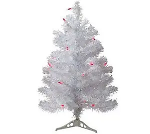 NORTHLIGHT 2' Prelit White Pine Slim Christmas Ree - One-color