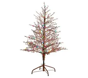 NEARLY NATURAL 4' Frosted Berry Twig Tree W/100 Lights - One-color