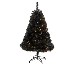 NEARLY NATURAL 4' Black Tree W/170 Clear Led Li Hts - One-color