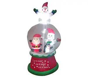 NORTHLIGHT 6.75' Lit Inflatable Santa & Friends Snow Globe - One-color