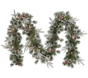 PULEO INTERNATIONAL Puleo Pre-lit 9'x10' Decorated Christmas Garlan D W/100 Lights - One-color