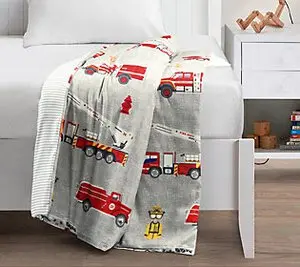 LUSH DECOR Make-a-wish Fire Truck Rev. Red 2-pc 40x60, 7lbs - One-color
