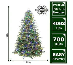 FRASER HILL FARM 7.5' Oregon Pine Christmas Tre E With Multi