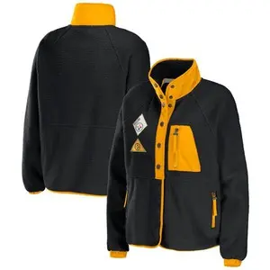 WEAR BY ERIN ANDREWS Pittsburgh Steelers Polar Fleece Raglan Full-snap Jacket - Black