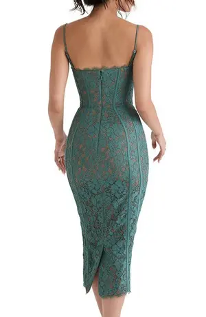 House Of Cb Joelle Lace Underwire Midi Cocktail Dress In Forest - 70% Off |  Editorialist