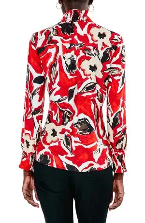 NIC+ZOE Petal Pop Print Smocked Blouse