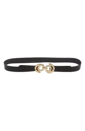 RAINA BELTS Twisted Circle Buckle Leather Belt - Black