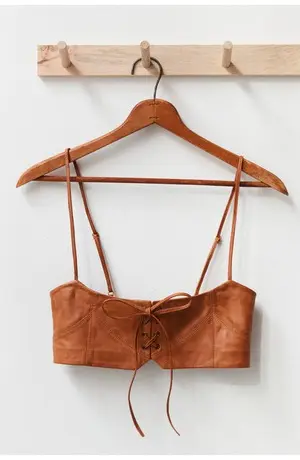Free People Leather Corset Belt - Adobe Desert