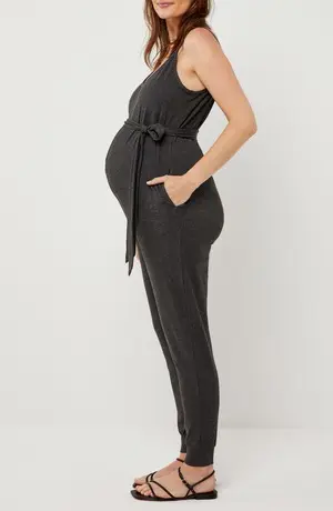 A Pea In The Pod Sleeveless Tie Waist Maternity Jumpsuit