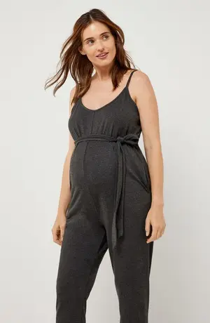 A Pea In The Pod Sleeveless Tie Waist Maternity Jumpsuit