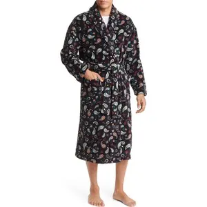 Majestic International Paisley Fleece Robe - Black Paisley