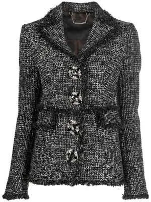 Philipp Plein Belted-waist Tweed Blazer