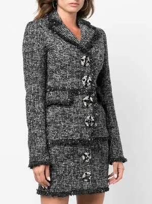 Philipp Plein Belted-waist Tweed Blazer