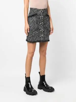 Philipp Plein Button-front Tweed Skirt