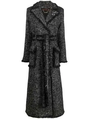 Philipp Plein Belted-waist Bouclé Coat