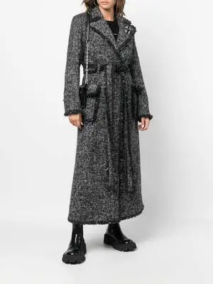 Philipp Plein Belted-waist Bouclé Coat
