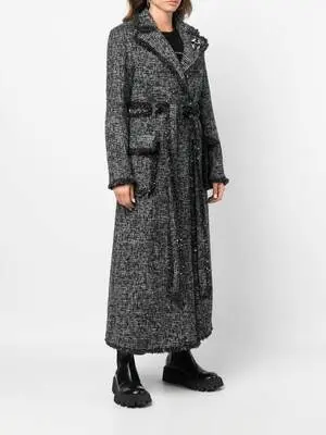 Philipp Plein Belted-waist Bouclé Coat
