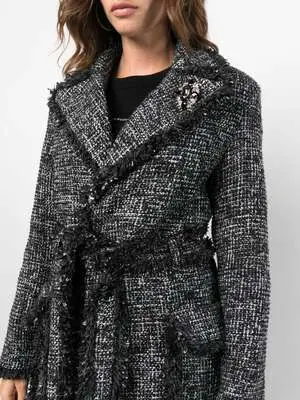 Philipp Plein Belted-waist Bouclé Coat
