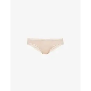 STRIPE & STARE High-rise Lace Stretch-jersey Briefs - Sand