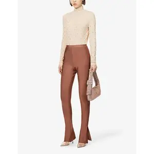 House Of Cb Gloriette Split-hem Flared-leg High-rise Stretch-woven Trousers
