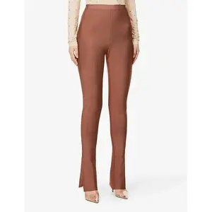 House Of Cb Gloriette Split-hem Flared-leg High-rise Stretch-woven Trousers