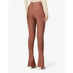 House Of Cb Gloriette Split-hem Flared-leg High-rise Stretch-woven Trousers