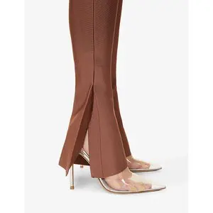 House Of Cb Gloriette Split-hem Flared-leg High-rise Stretch-woven Trousers