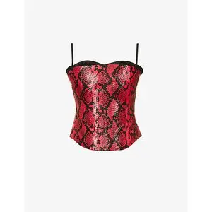 Miaou Chuck Python-print Faux-leather Corset