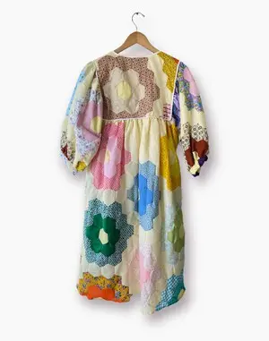Madewell The Curatorial Dept. Upcycled Lucy Honeycomb Patchwork Quilt Dress