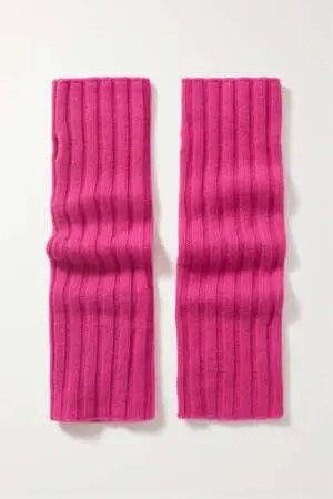 Arch4 Ribbed Cashmere Fingerless Gloves - Fuchsia