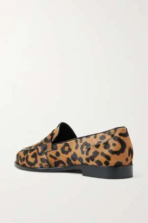 PORTE & PAIRE Leopard-print Calf Hair Loafers
