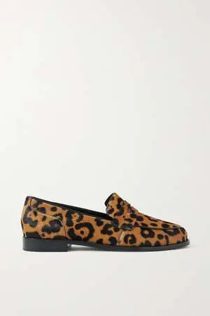 PORTE & PAIRE Leopard-print Calf Hair Loafers
