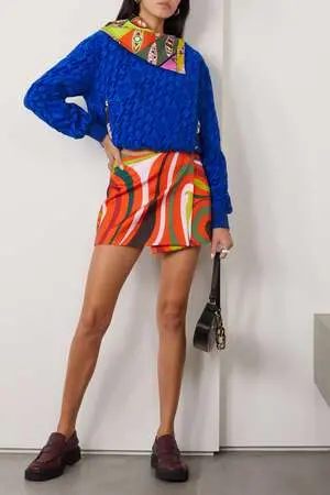 Emilio Pucci Silk-twill Collar Cotton-terry Sweatshirt