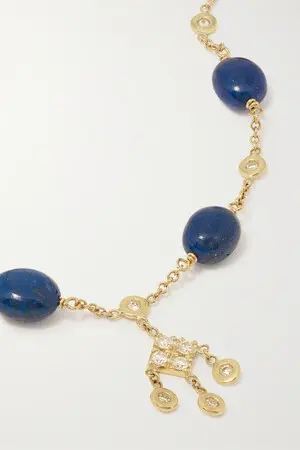 Jacquie Aiche Shaker 14-karat Gold, Diamond And Lapis Lazuli Anklet