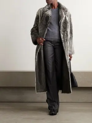 YVES SALOMON Double-breasted Shearling Coat - Green