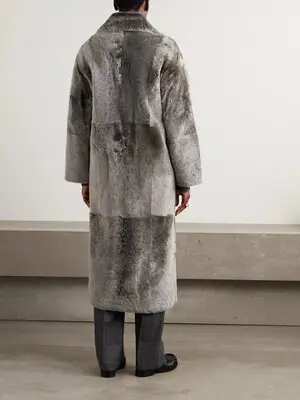 YVES SALOMON Double-breasted Shearling Coat - Green