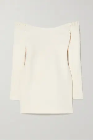 Khaite Octavia Off-the-shoulder Wool-crepe Mini Dress - Off-white